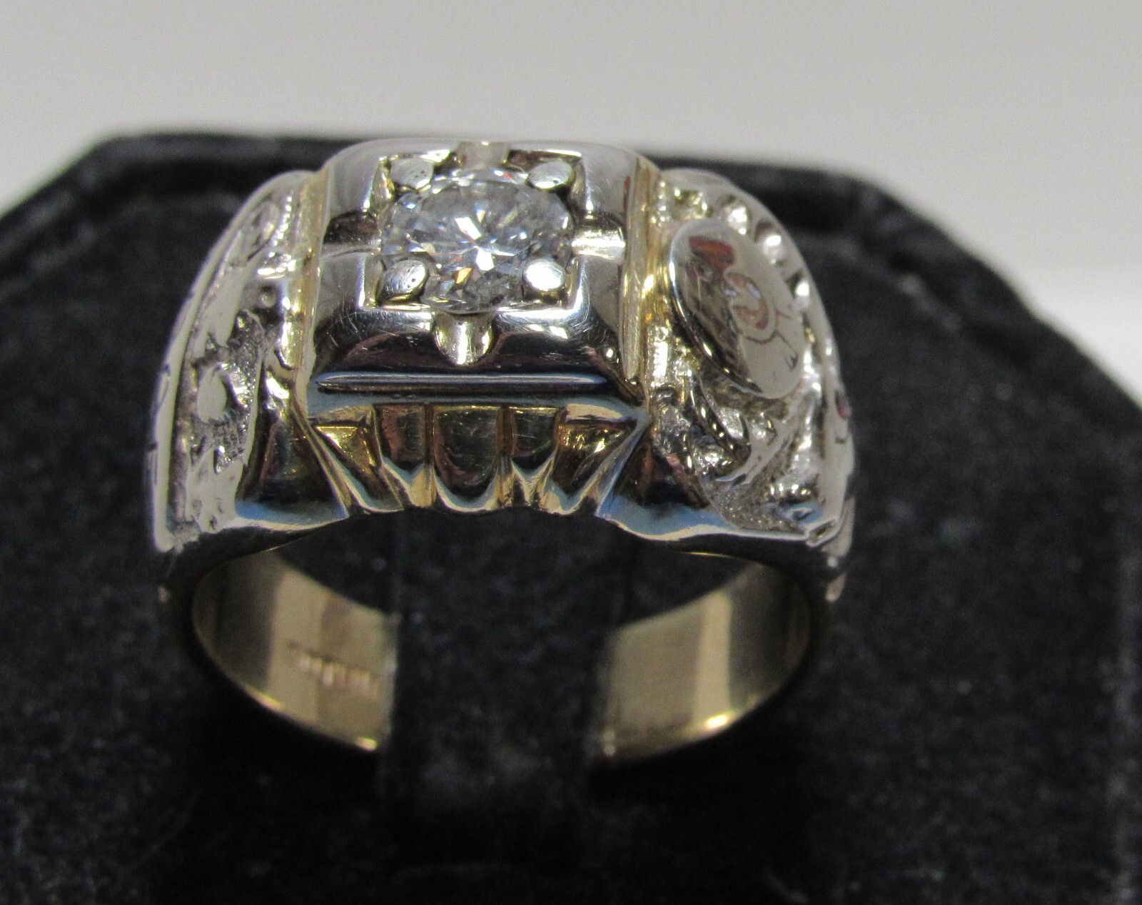 Gothic 14k Yellow Gold Elks Masonic .75ct Diamond Ring Sz 9.25 HTWSSTKS ...