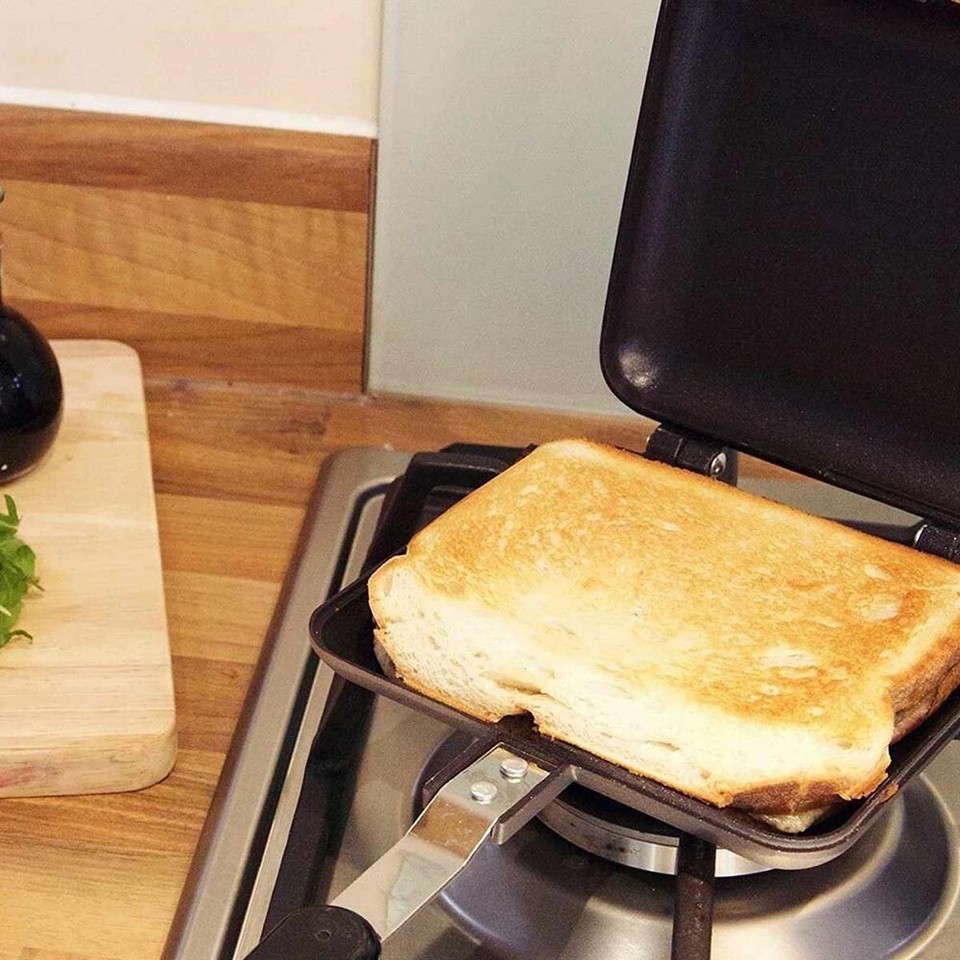 Pan Toastie Sandwich Press Toaster Maker Breakfast Stove hot Double ...