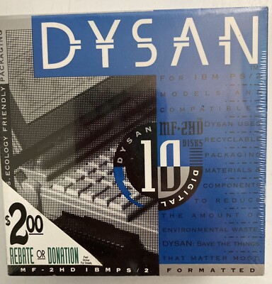 Dysan 3 1/2" Diskettes MF-2HD Formatted for IBM PS/2 and Compatibles ...