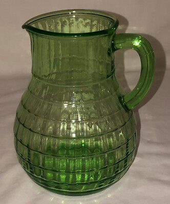Anchor Hocking BLOCK OPTIC GREEN 7 5/8" - 54 OZ BULBOUS PITCHER #2 | eBay