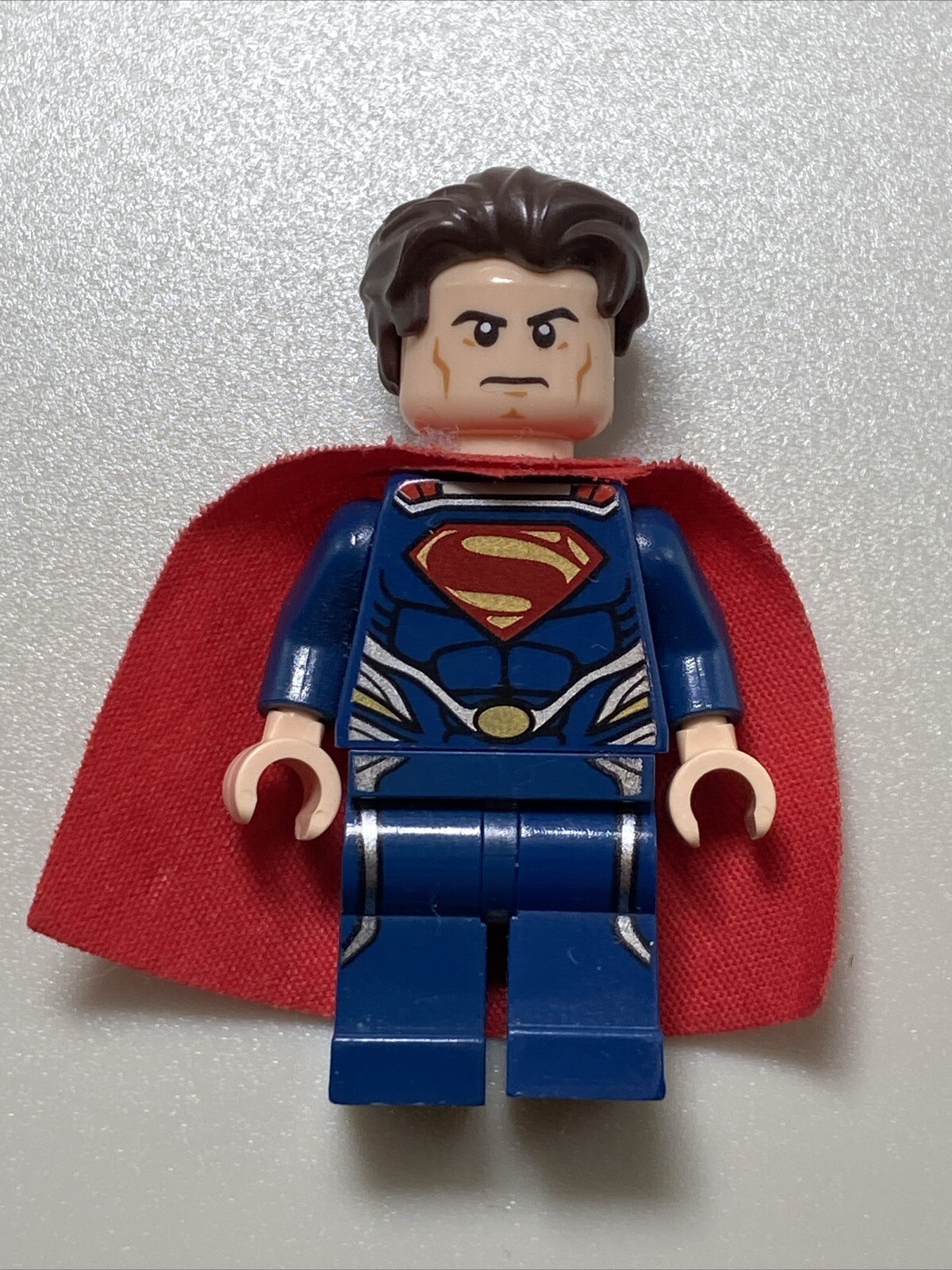 Lego Superman Minifigure DC Superheroes Dark Blue Angry eyes red cape ...