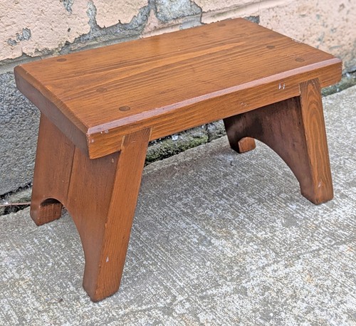 Vintage Antique Old Handmade SOLID Wood Wooden Foot Step Stool Stand ...