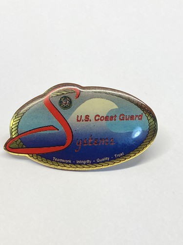 USCG US Coast Guard Lapel Hat Pin Epoxy Pinback Nautical Ocean Wave ...