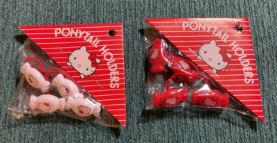 New vintage 1976 Hello Kitty ponytail holders red white lot of 2 Japan ...