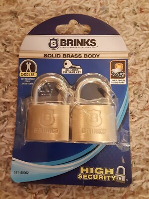 2 Brinks Padlock Solid Brass Body Lock Weather Resistant Same Key 161 ...