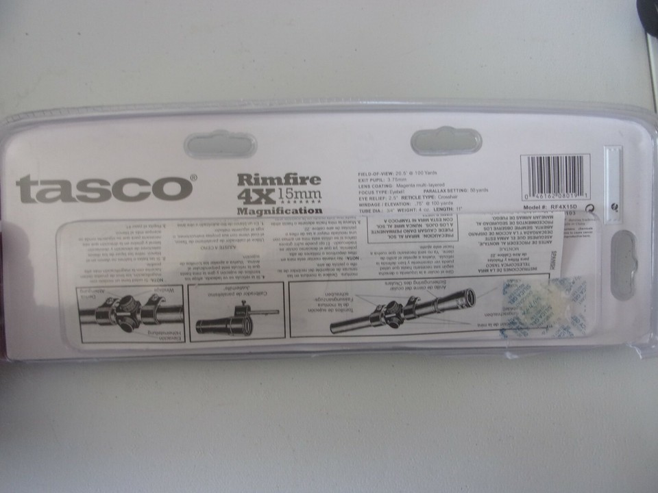 New TASCO Rimfire 4x15 Rifle Scope RF4X15D 46162080191 | eBay