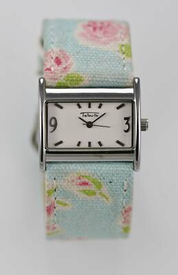 Talbots Watch Womens Stainless Silver Water Resist Flowered Leather ...