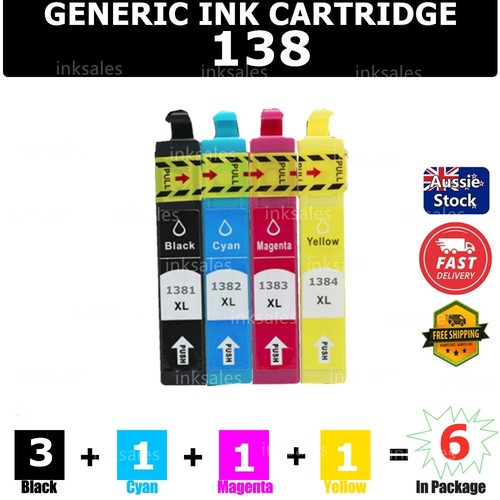 6x Generic 138 Ink Cartridge For Epson 325 435 630 WF3530 WF3540 WF7520 ...