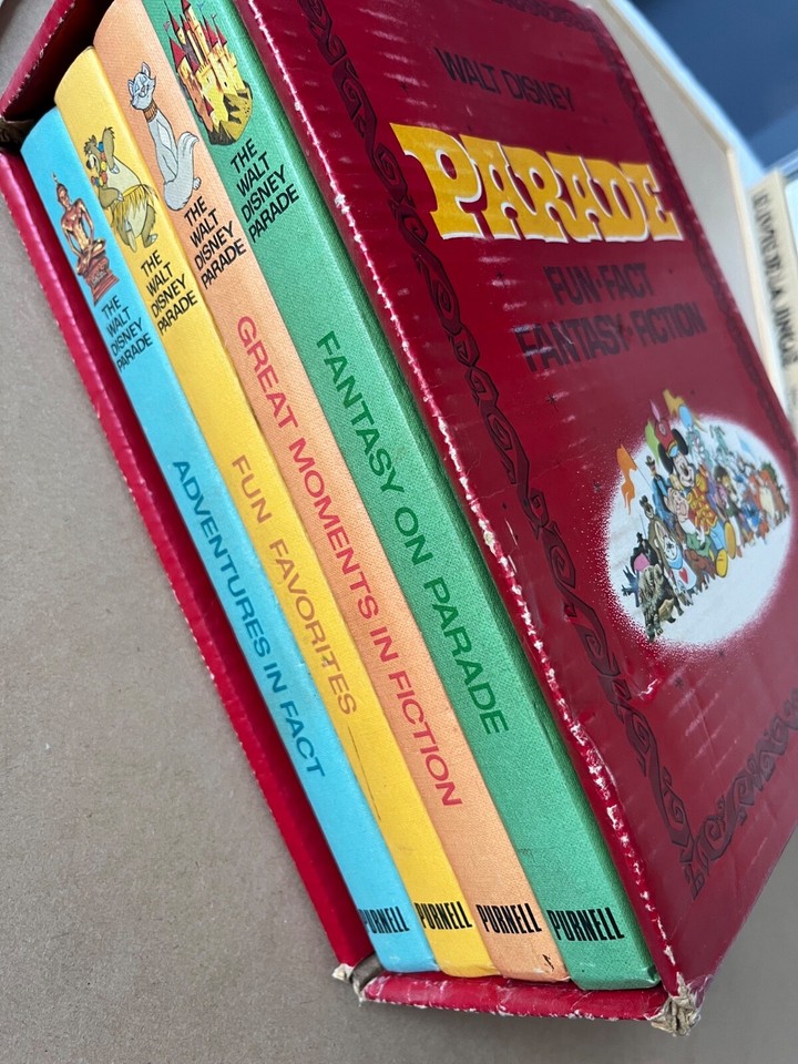 Walt Disney Parade Fun Fact Fantasy Fiction 4 Books Box Set Vintage ...