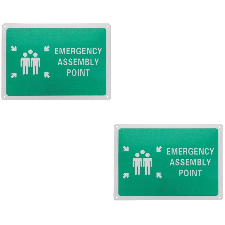 2pcs Fire Fighting Assembly Point Sign Emergency Assembly Sign Safety ...