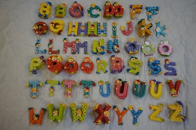 JANOD LETTERS COLOURFUL WOODEN CLOWN LETTERS FOR NAME OR INITIALS | eBay UK