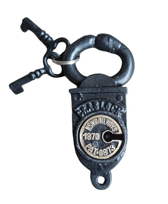 CRAB LOCK 1870 PAT-0873 Antique Black Padlock 5 Inch (Cast Iron & Brass ...