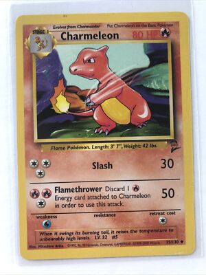 Pokémon TCG Charmeleon Base Set 2 35/130 Regular Unlimited Uncommon | eBay