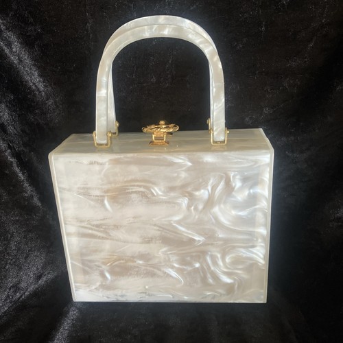 Vintage 1950's "Stylecraft Miami" Pearlized White Lucite Bag Handbag ...