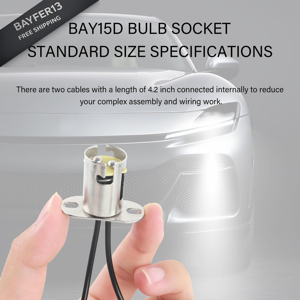 2PCS 1157 Bulb Socket,BAY15D Car Light Socket 1.35x1x0.64 inch, BAY15D ...