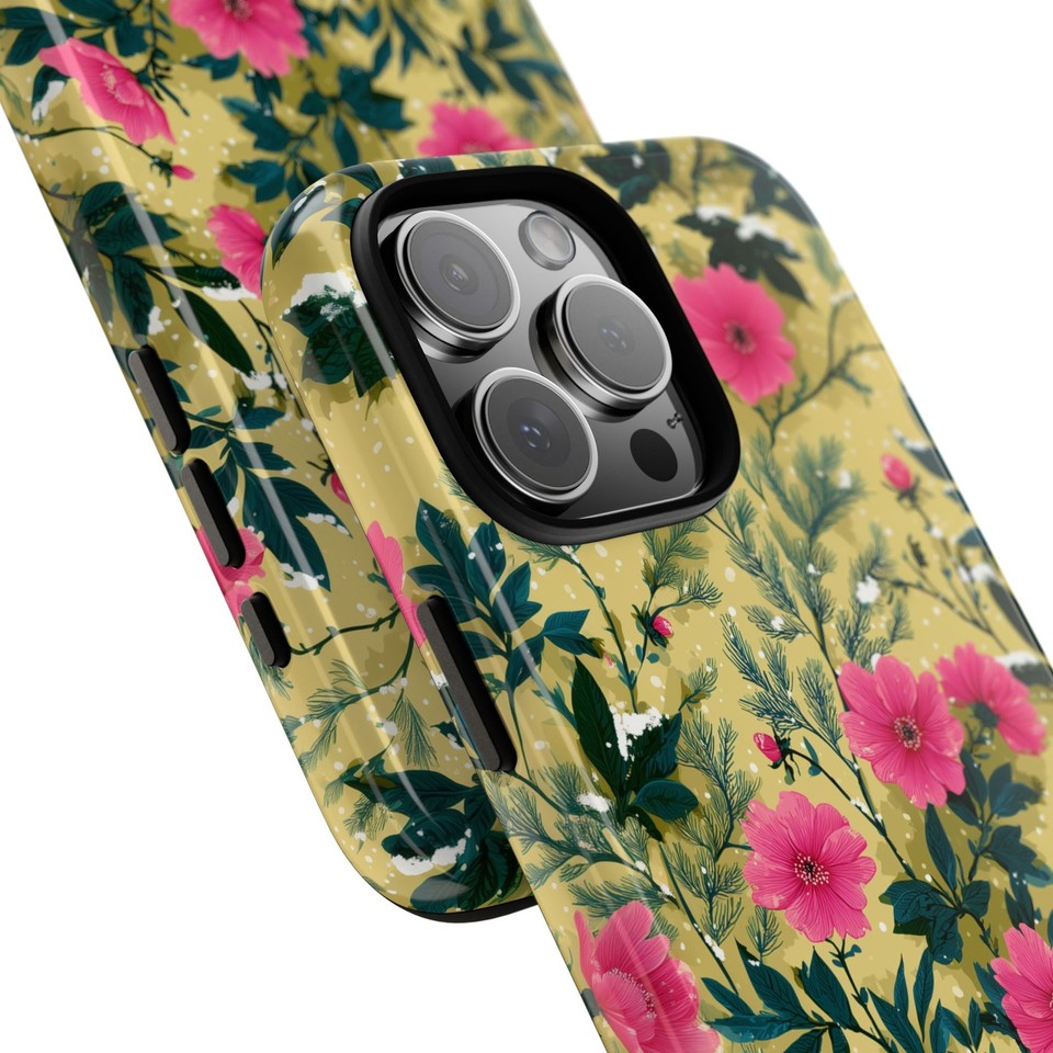 For iPhone, Samsung, Pixel | Phone Ink Case - Winter Floral Pattern ...