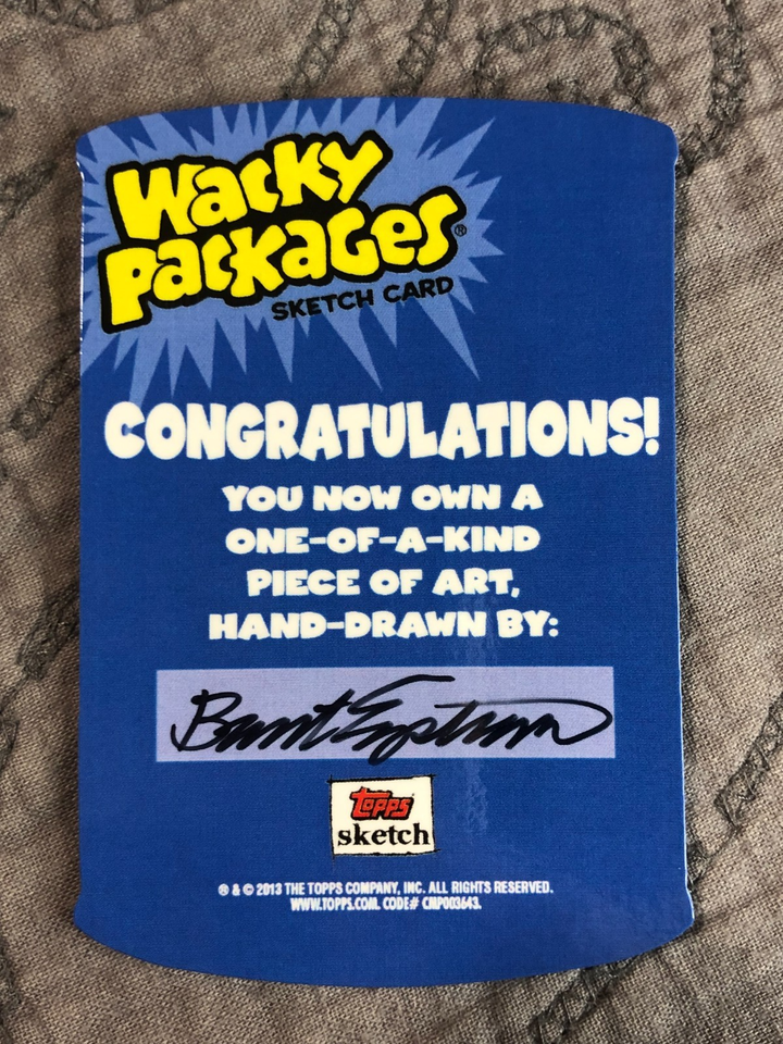 2013 Wacky Packages Die-Cut Shaped ARTIST SKETCH Brent Engstrom AQUAX ...