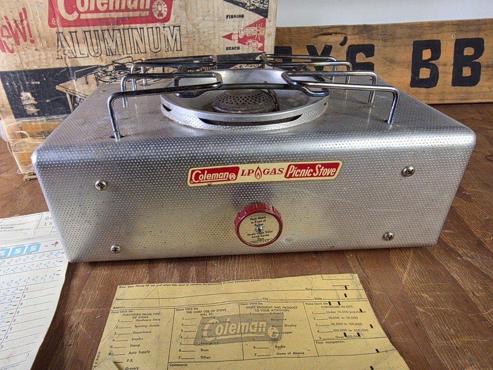 Vintage Coleman Aluminum LP Gas Picnic Stove w/ Box & Papers USA | eBay