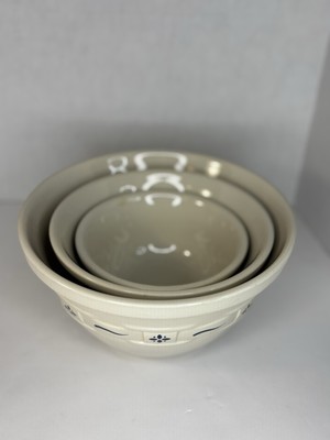 Longaberger Pottery Classic Blue Woven Traditions Nesting Mixing Bowls ...