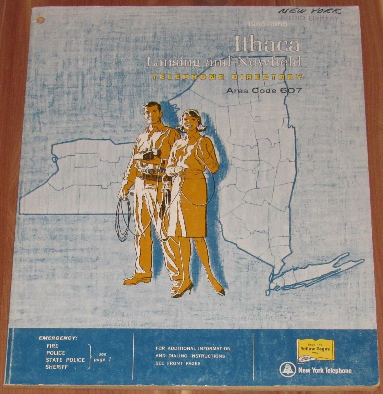 1965-1966 NEW YORK TELEPHONE DIRECTORY, AREA CODE 607, ITHACA, LANSING ...