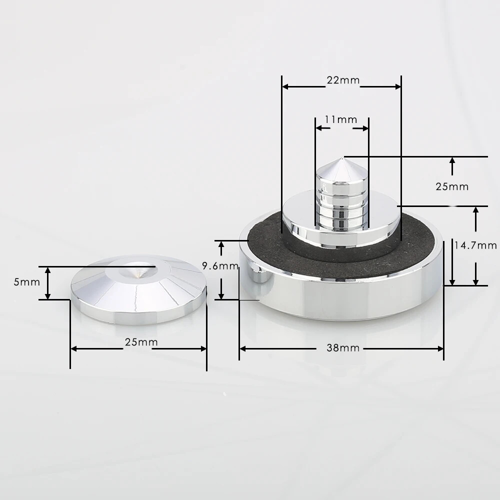 4set Chrome HIFI Speaker Spike Isolation Feet Turntable Amp Stand Base ...