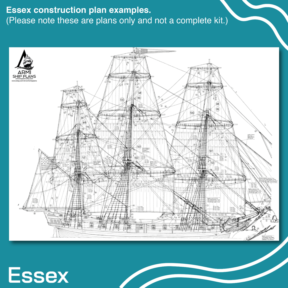 Essex Wooden Ship Model Draft Plans | 5 Tif Files| DIGITAL PLANS | eBay