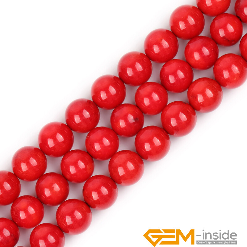 Red Natural Coral Gemstone Round Beads For Jewelry Making 15"2mm 3mm ...