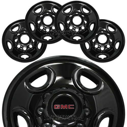 Set of 4 GMC BLACK 8 Lug 16" Wheel Skins Hub Caps Center Covers Rim ...
