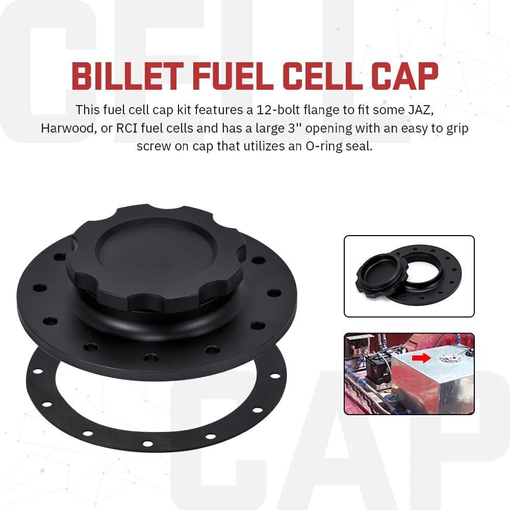 Billet Aluminum Easy Fill Fuel Cell Gas Cap With 12 Hole Cell Bung ...