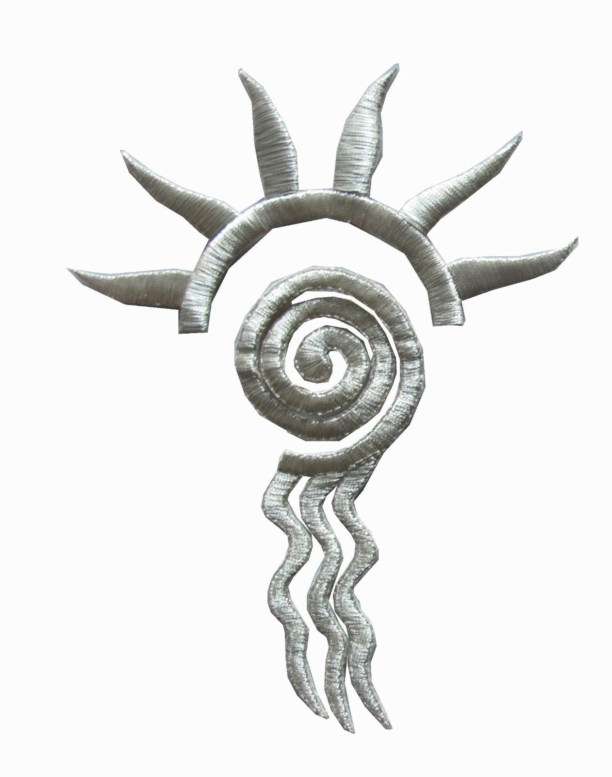 #2864/65 6-1/4" Silver Trim Fringe Totem Egypt,Inca Embroidery Applique ...