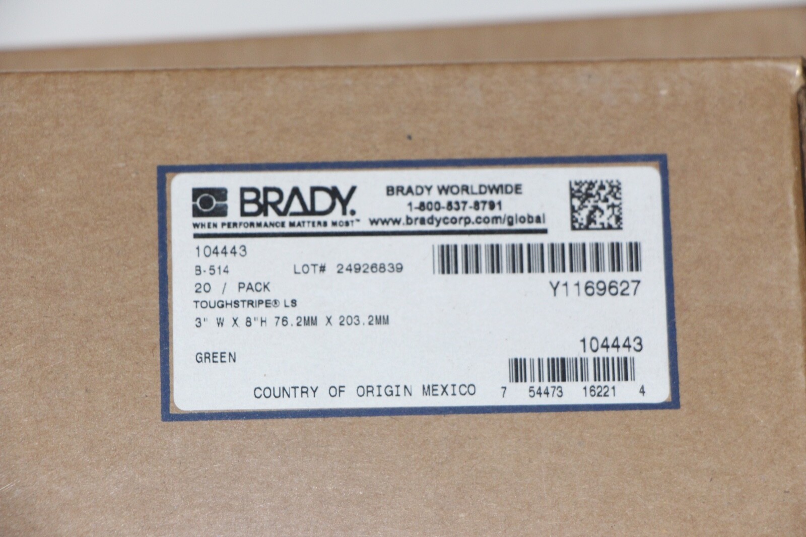 BRADY 104443 Floor Marking Tape, L, 3In W, 8In L, PK20 Green | eBay