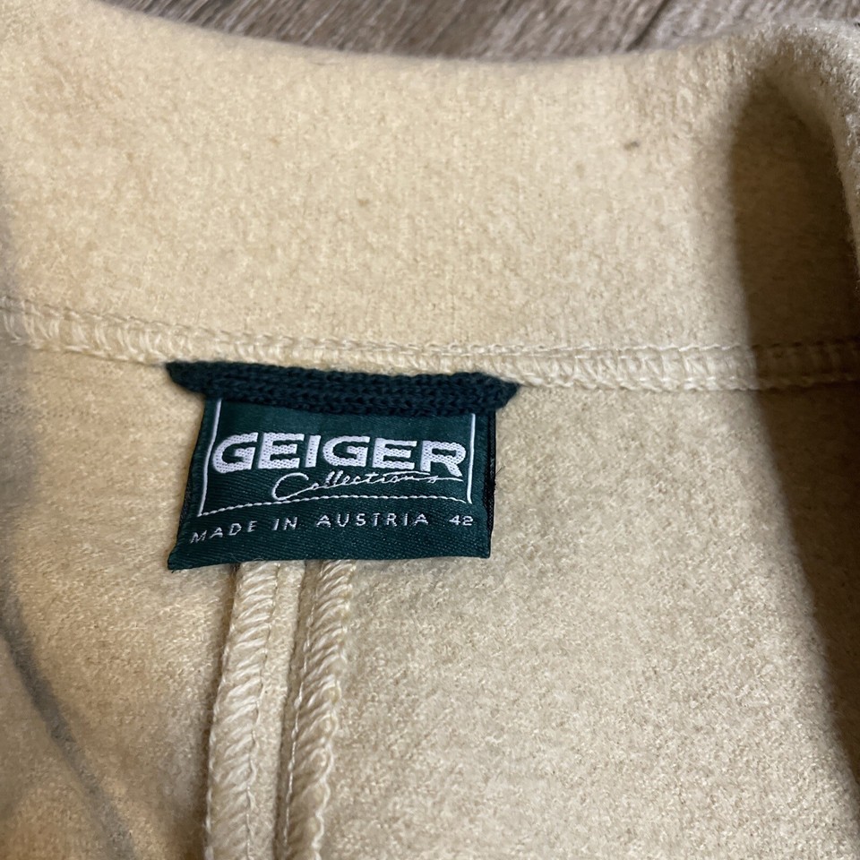 Vintage Geiger Boiled Wool Pea Coat Womens 42/ Large Austrian 3-Button ...