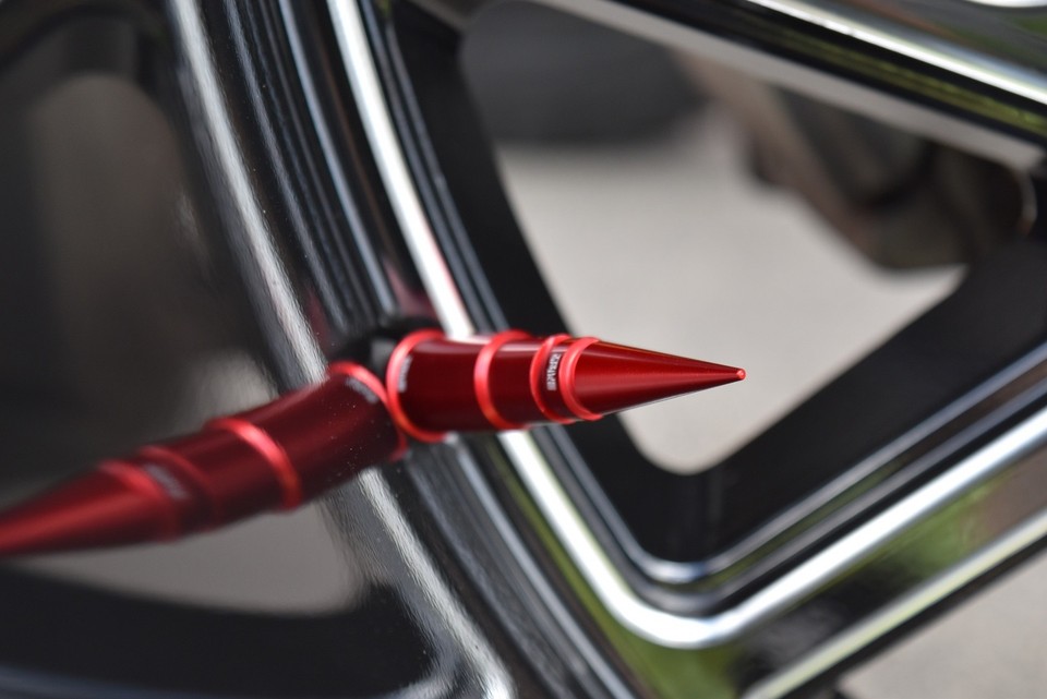 4 TRUE SPIKE RED SPIKED WHEEL RIM AIR VALVE STEM COVER CAP SET FOR JEEP ...