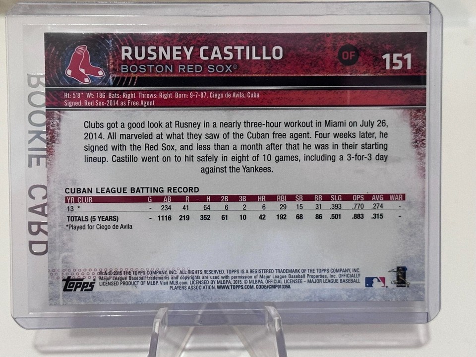 2015 Topps Opening Day Blue Foil #151 Rusney Castillo RC | eBay