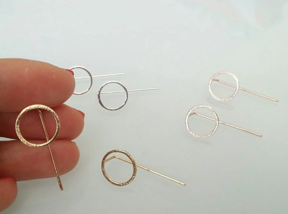Circle Earrings simple drop earrings silver dangle earrings gold round ...