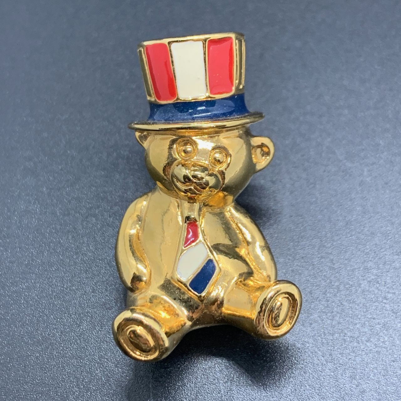 Signed Avon Vintage Stars & Stripes Teddy Bear Patriotic Top Hat Pin 1 ...