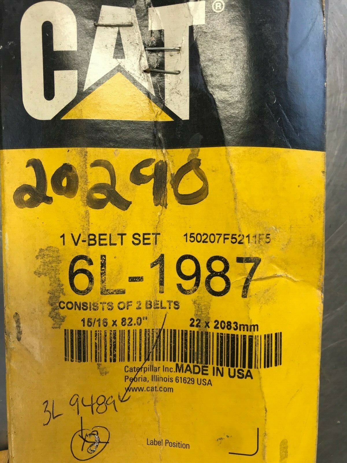 6L1987 GENUINE OEM CAT V-BELT SET Qty of TWO 3L-9489 Belts Caterpillar ...