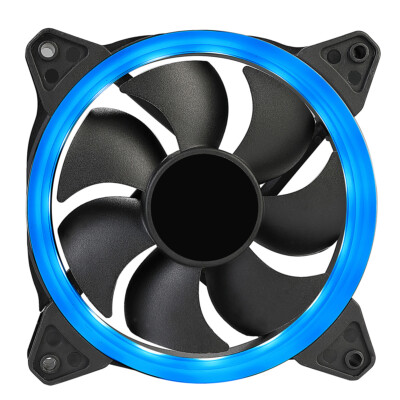 120mm Blue Ring LED PC Case Fan Quiet Silent 12cm With 3 Pin And 4 Pin ...
