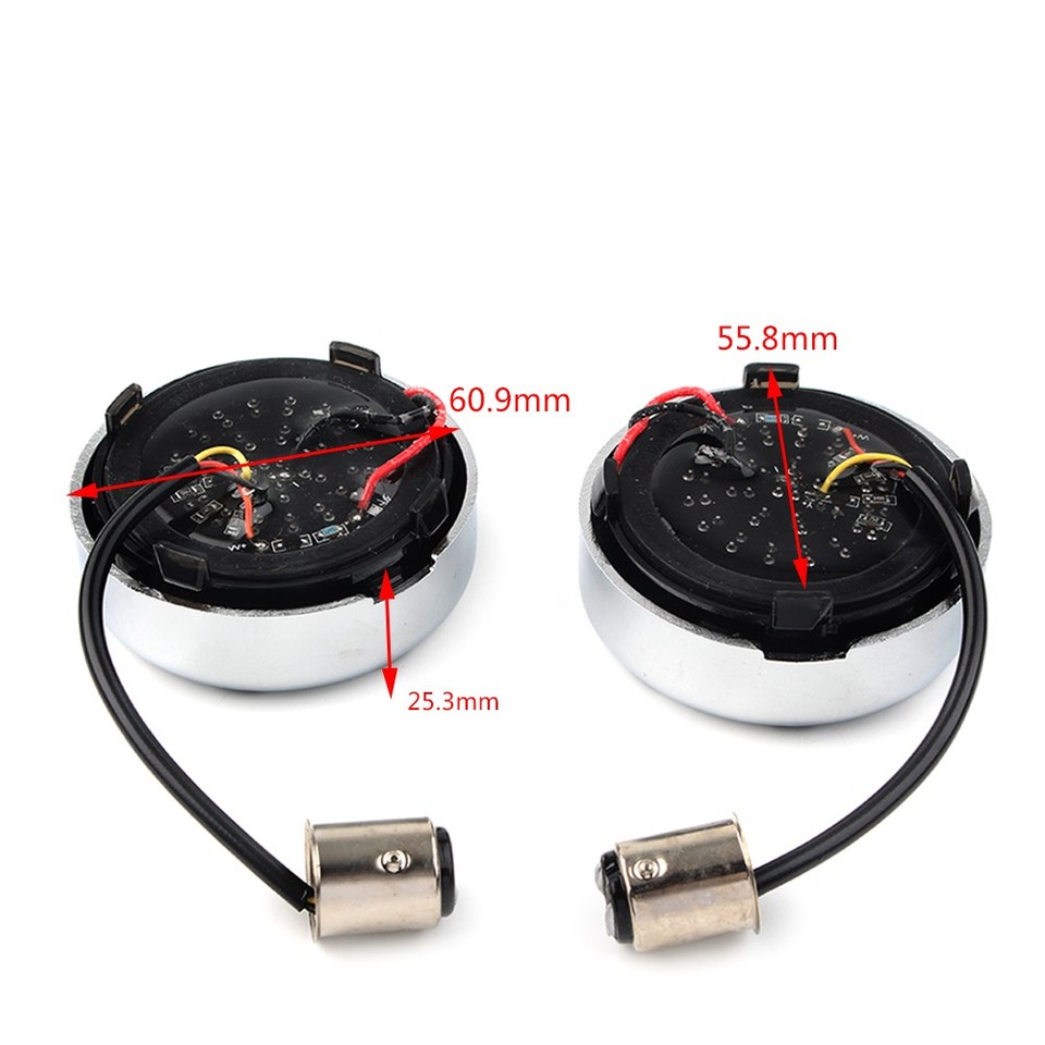 1157 Chrome Fire Ring Amber LED Turn Signal Lights for Harley Housings ...