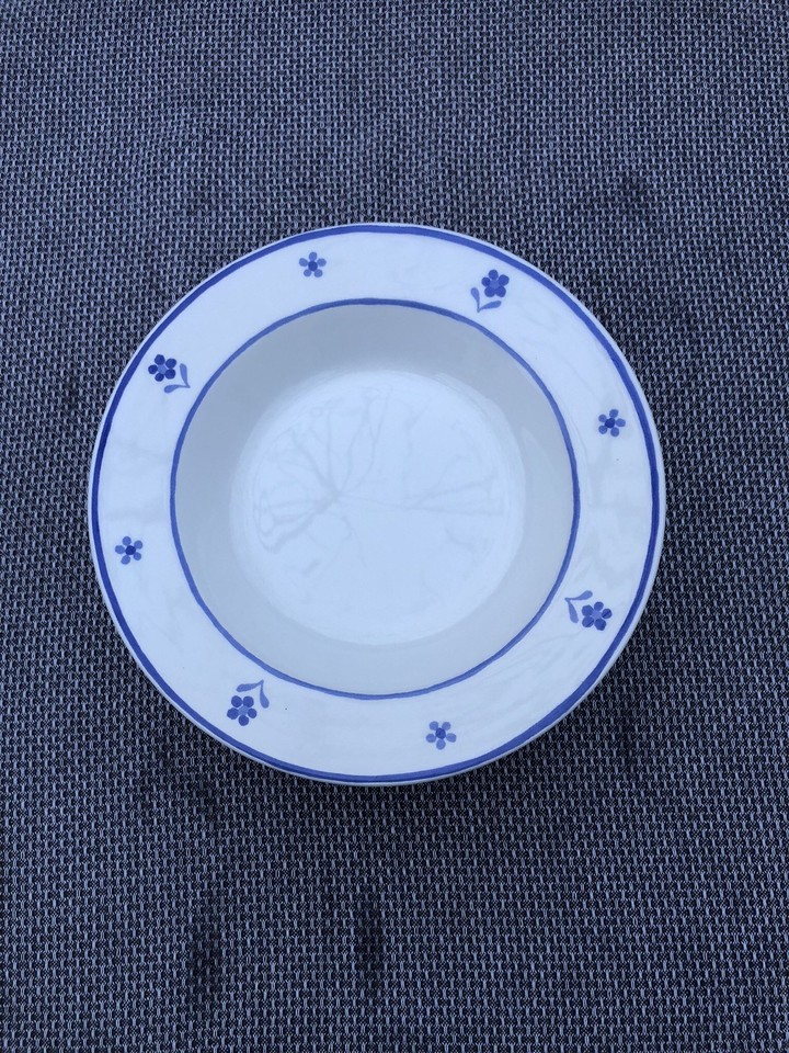 Vintage Ikea Deco Soup bowl/shallow pasta White blue flowers.Made Italy ...