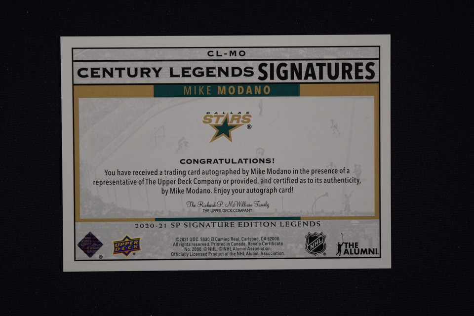Mike Modano 2020-21 SP Signature Edition Legends Century Legends ...