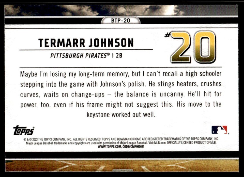 Termarr Johnson 2023 Bowman BTP-20 Bowman Scouts Top 100 Pirates ...