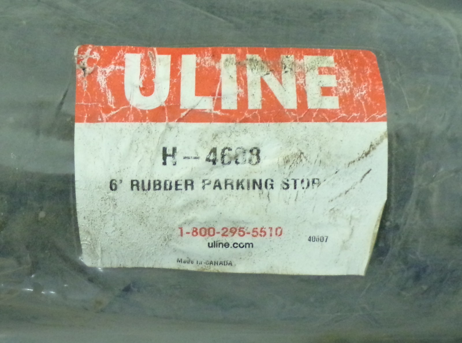 ULINE BLACK AND YELLOW 6' RUBBER PARKING STOP, MODEL: H-4608, 72" X 6 ...
