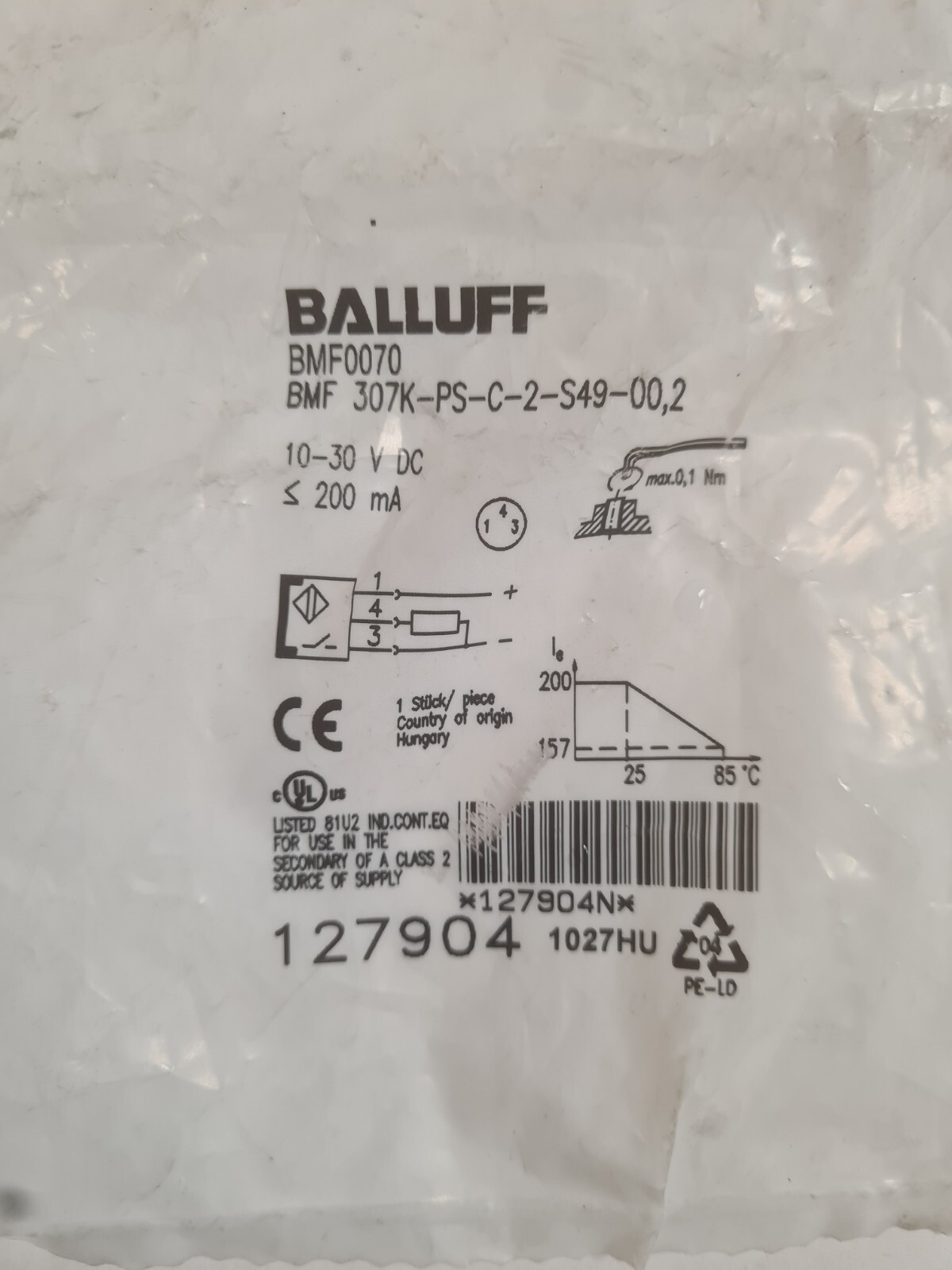Sensors Magnetic Groove IN T Balluff BMF0070 BMF 307K-PS-C-2-S49-00, 2 ...