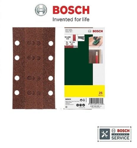 Bosch 25 Sanding Sheet Set for Orbital Sanders 40-120 Grit 93x185mm for ...
