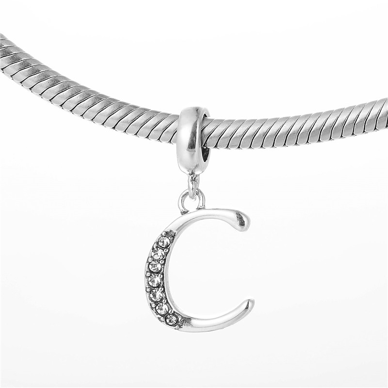 Letter 'C' Initial Pendant Charm, SILVER Jewellery, Alphabet Charms for ...