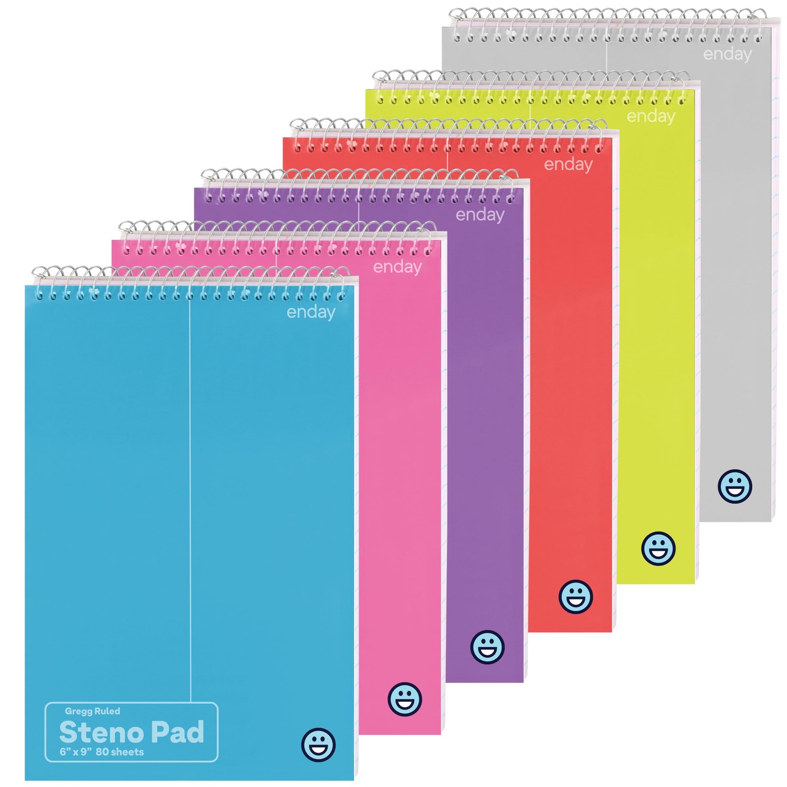Steno Pads Spiral 6 Pack, 6 x 9, 80 Sheets White Paper, Gregg Rule ...