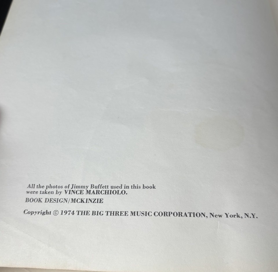VTG 1974 Jimmy Buffett Songbook Guitar Voice Piano Lyrics Sheet Music ...