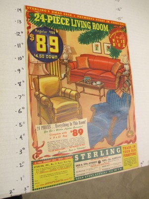 newspaper ad 1939 Sterling furniture set $89 24pc Christmas chair couch ...