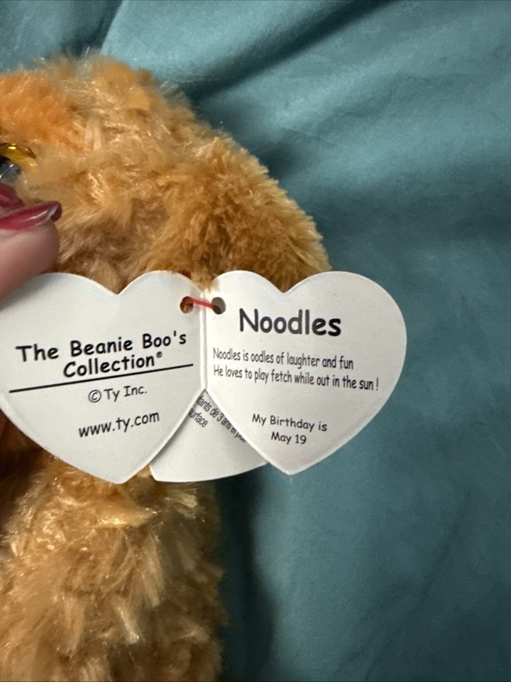 Ty Beanie Boos NOODLES Dog Golden Doodle Glitter Eyes Plush Stuffed ...
